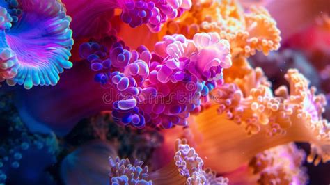 Colorful Coral Reef Close Up Underwater World 3d Rendering Stock