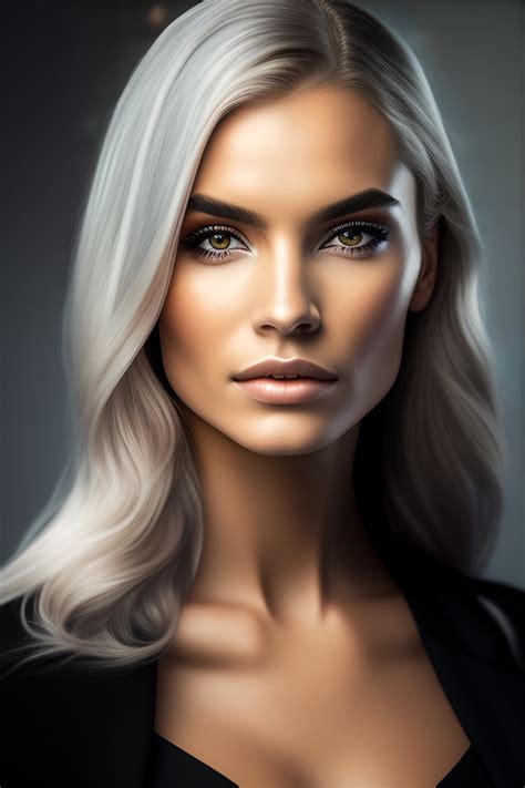 Lexica Portrait Of A Young Woman With Long Silver Hair And Bright