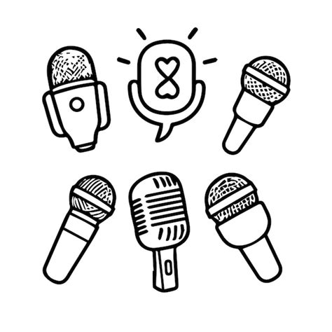 Premium Vector Collection Of Microphones Outline Vector Illustration