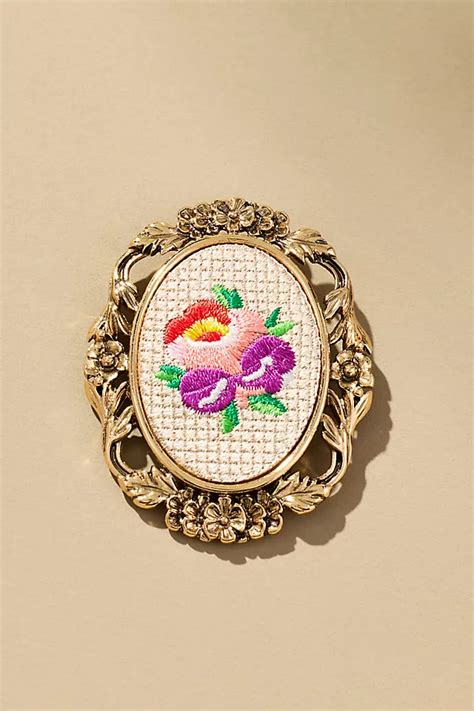 Oval Needlepoint Brooch Anthropologie