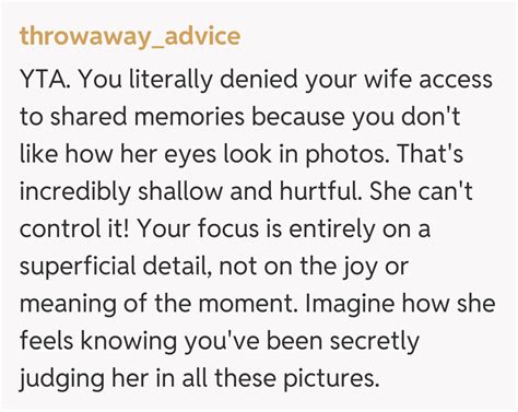 Aita For Refusing To Share Photos With My Wife Because Her Eyes Always