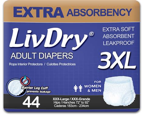 Livdry 3xl Adult Diapers For Women And Men Leak Guard Incontinence