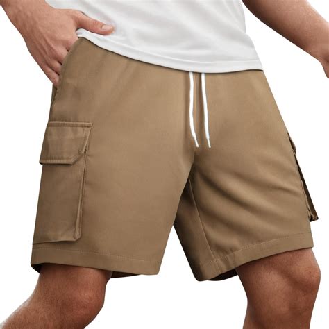 Khaki Shorts For Mens Summer Fall Wild Cargo Lounge Straight Leg Plain