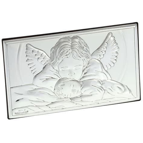 Plachetă Inger Pazitor Argintat Dreptunghiular 11cm