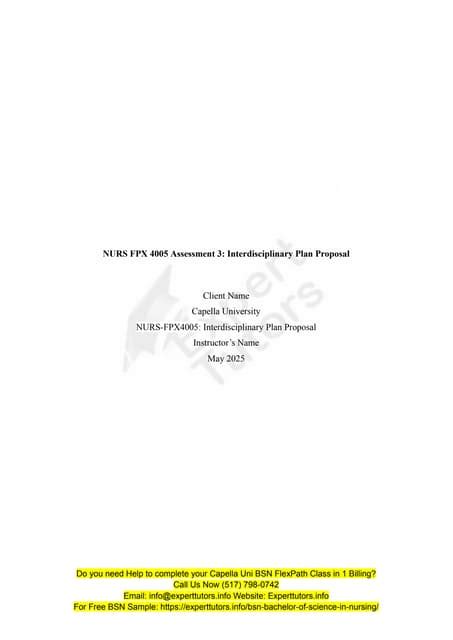 Nurs Fpx 4005 Assessment 3 Interdisciplinary Plan Proposal 1pdf