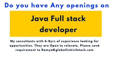 Ramya T On Linkedin My Consultants With 6 8yrs Of Genuine Experience Looking For Java Full…