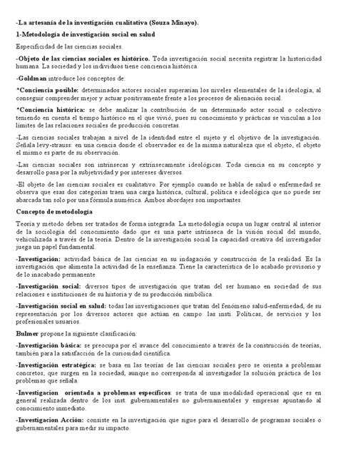 La Artesanía De La Investigación Cualitativa Souza Minayo Pdf