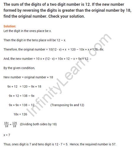 Class Maths Chapter Linear Equations In One Variable Extra Questions