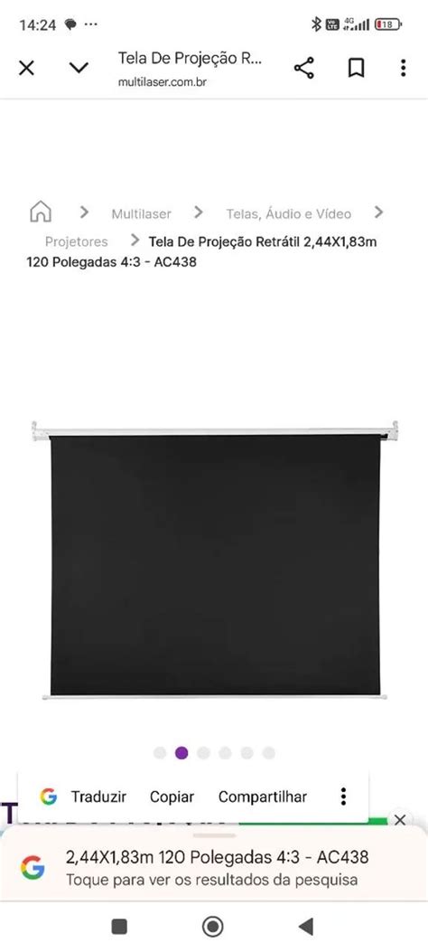 Tela De Projeção Retrátil Mod Ac438 Multi 2 44x1 83 Mt 120 Polegadas Projetores E Telas De