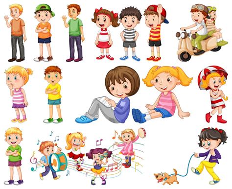 Niños Felices En Diferentes Acciones Vector Gratis