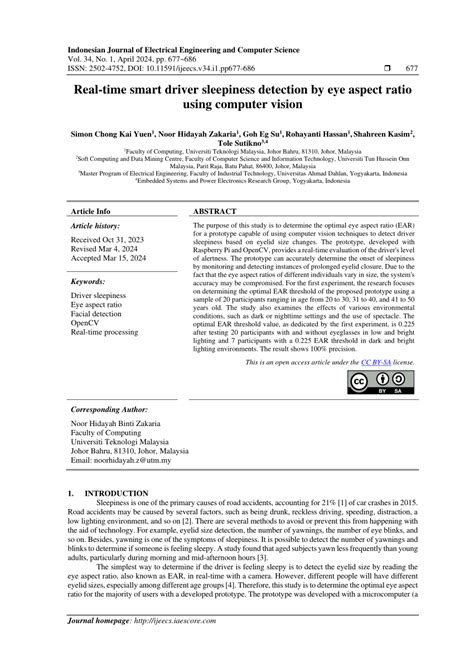 Pdf Real Time Smart Driver Sleepiness Detection By Eye Aspect Ratio Using Computer Vision