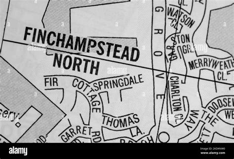 Finchampstead North Village Berkshire United Kingdom Colour Atlas Map Town Name In Black And