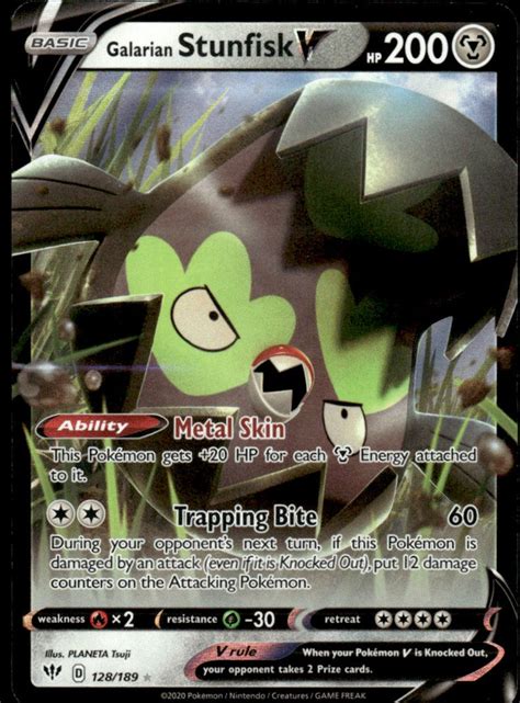 Galarian Stunfisk V 128189 Darkness Ablaze Sword And Shield Poke Mzt