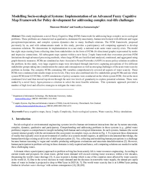 Pdf Modelling Socio Ecological Systems Implementation Of An Advanced