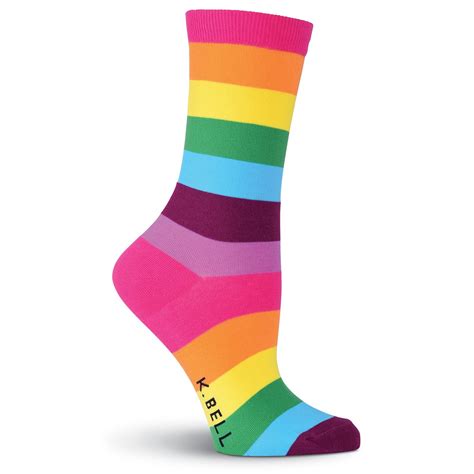 Kbwf18h015 01 K Bell Womens Rainbow Stripe Crew Socks