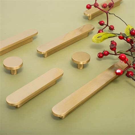 Flat Solid Brass Handles Knobs Minimalist Cabinet Knobs Furniture Improvement Knobs Furniture