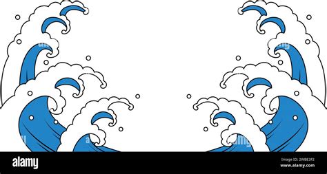 Simple Line Drawing Of Japanese Wave Background Rough Waves Vector