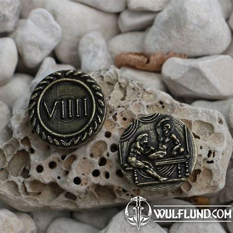 7 Days Of Pleasure Erotic Coins Set And Pouch Pompeii Antique Brass