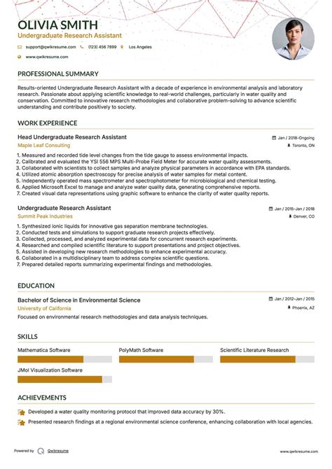 10 Undergraduate Research Assistant Resume Samples And Templates For 2026