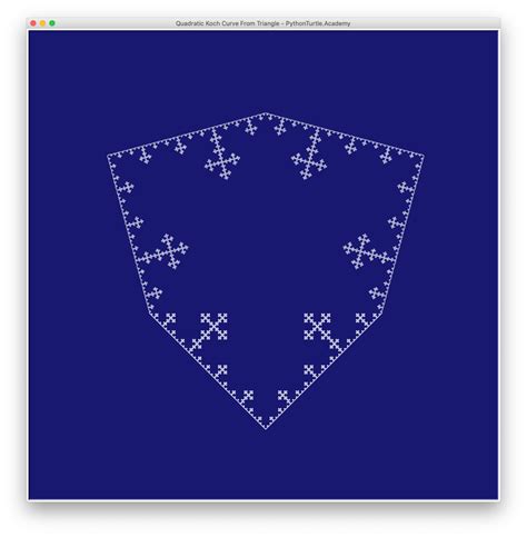Quadratic Koch Snowflake From A Triangle Source Code Python And Turtle