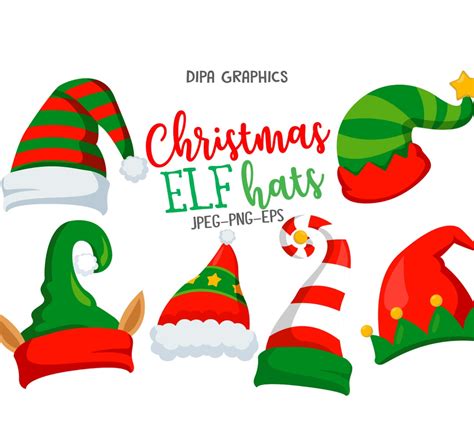 Christmas Elf Hats Clipart Holiday Graphics Png  Eps Instant