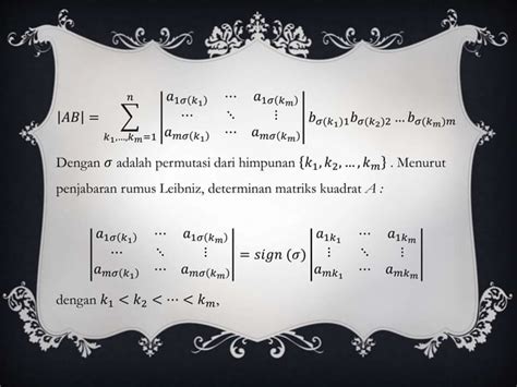 Rumus Cauchy Binet Untuk Mencari Determinan Hasil Kali Dua Matriks Ppt