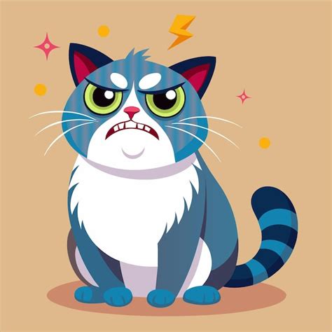 Premium Vector A Cartoon Image Of A Cat With A Grumpy Expression