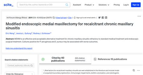 [citation Report] Modified Endoscopic Medial Maxillectomy For