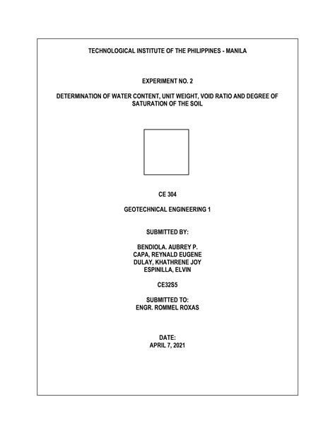Solution Experiment 2 Determination Of Water Content Unit Weight Void