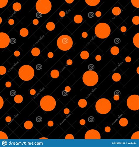 Seamless Pattern Black Background With Orange Dots Vector