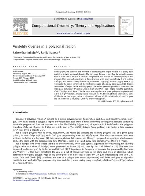 Visibility Queries In A Polygonal Region Computational Geometry 42