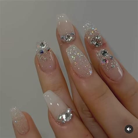 Gem Nails Sparkle Nails Fancy Nails Acrylic Nails Almond Shape Best
