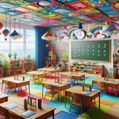 Beautiful Colorful Classroom Back To School Premium Ai Generated Image