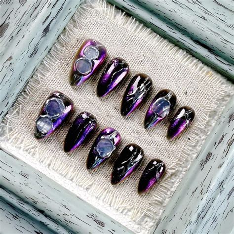 Press On Nails Purple Etsy