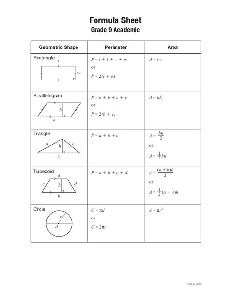 Grade 9 Geometry Formula Sheet Academic Download Printable Pdf Templateroller