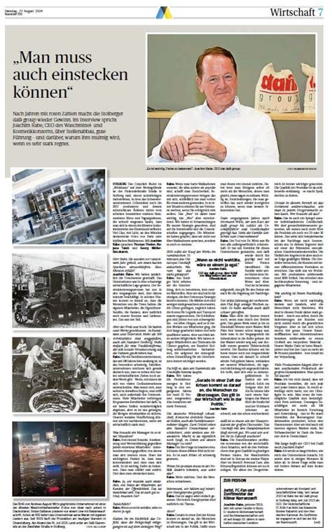 Dalli Ceo Joachim Rabe Spricht Im Interview Mit Der Aachener Zeitung