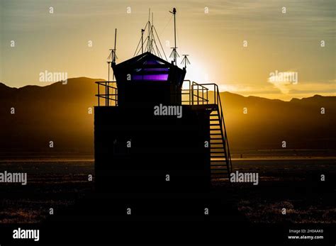 Sun Rises Over An Alternate Control Tower At Nellis Air Force Base