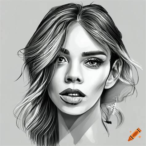 Black And White Realistic Sketch Of A Womans Portrait On Craiyon