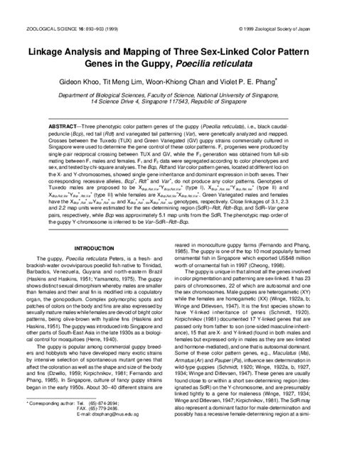 Pdf Linkage Analysis And Mapping Of Three Sex Linked Color Pattern