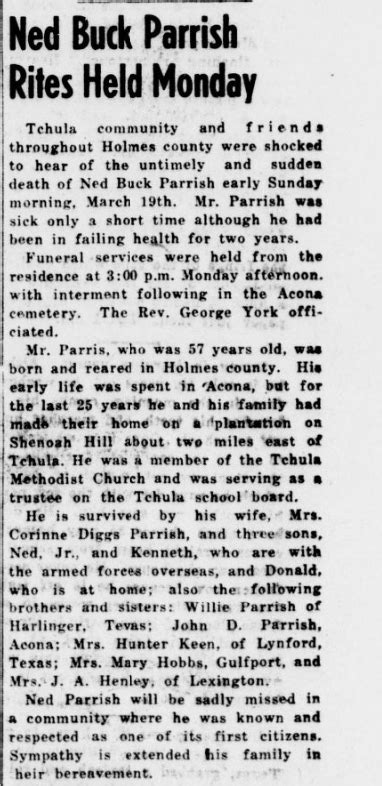 Ned Buck Parrish 1886 1944 Find A Grave Memorial