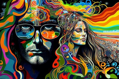 Premium Photo A Fantastic Portrait Of A Hippie Woman And Man With