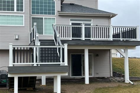 Trex® Deck With Cocktail Rails Wrapped Posts And Rain Escapes Mchenry Rock Solid Builders Inc