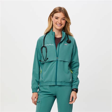 Womens Sydney Performance Scrub Jacket Cactus · Figs