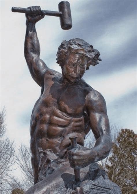Bronze A Man With A Hammer Self Cast Bronze Man Statue