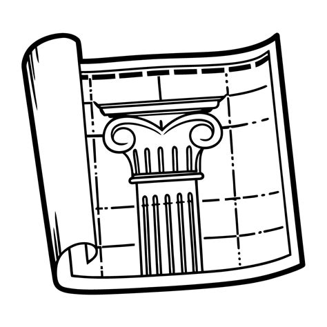 Blueprint Of Classical Ionic Column Design In Architectural Sketch