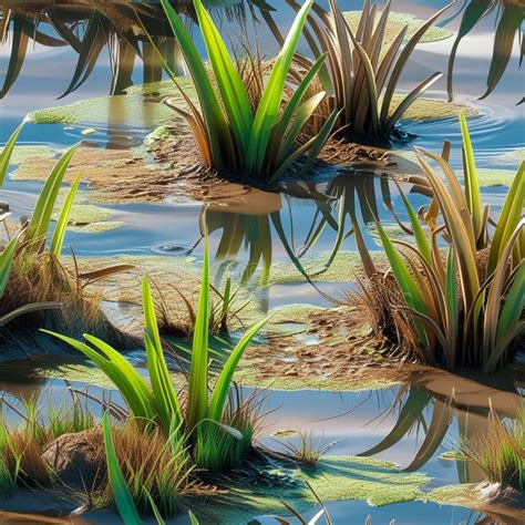 Eco Tidal Marsh Grass Seamless Texture 4k Stock Illustration