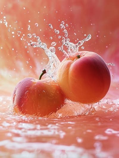 水果桃子水花飞溅图片背景图片免费下载 海报banner 高清大图 千库网 图片编号6624037