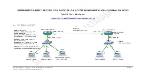 Konfigurasi DHCP Server Dan DHCP Relay Agent Di Mikrotik Menggunakan