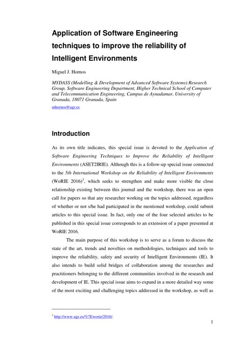 Pdf Application Of Software Engineering Techniques To Improve The