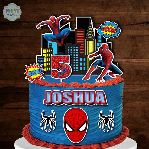 Spiderman Cake Topper Set Spiderman Cake Topper Superhero Etsy